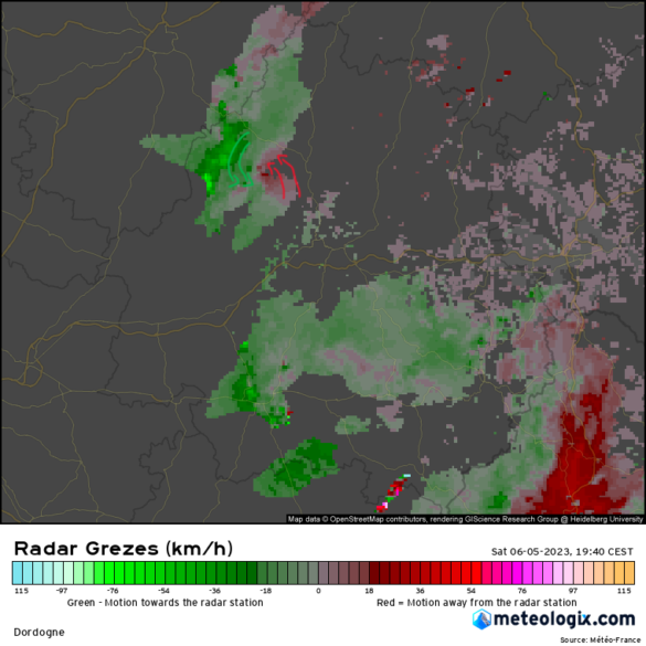 Les infos de vélocité disponibles sur les radars France via Meteologix ...